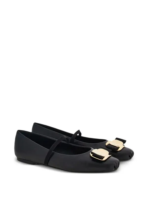 FERRAGAMO Vara Plate Ballet Flats - Black