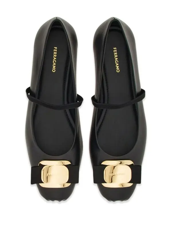 FERRAGAMO Vara Plate Ballet Flats - Black