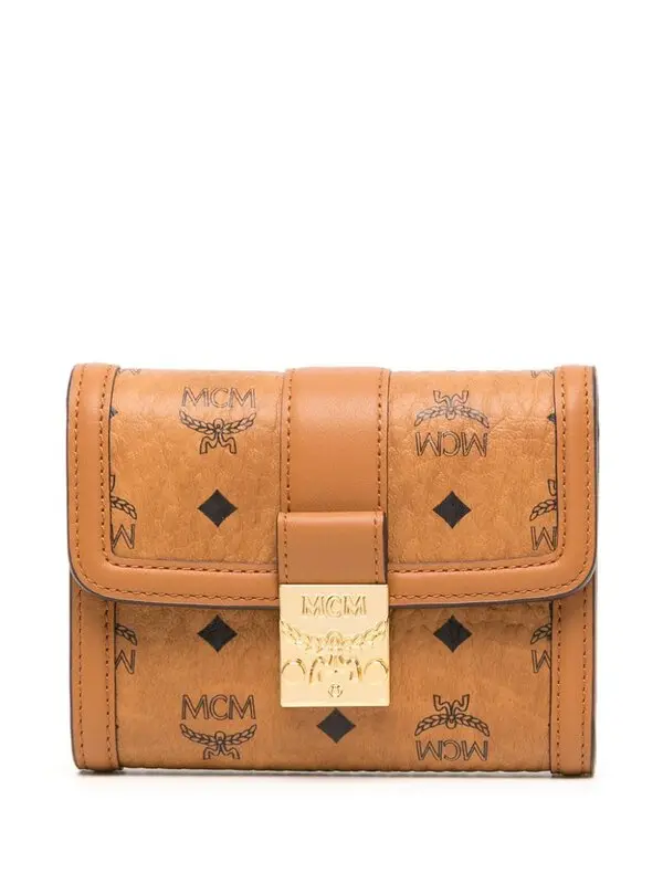 Mcm Small Tracy Visetos-print Tri-fold Wallet - Brown