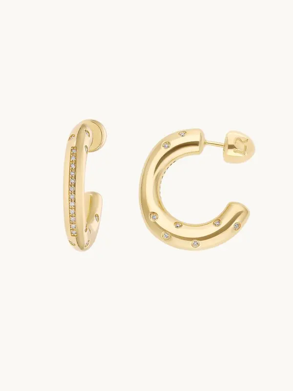 Lauren Rubinski 14-karat Yellow-gold Diamond Hoops - 14k Brilliant Yellow Gold