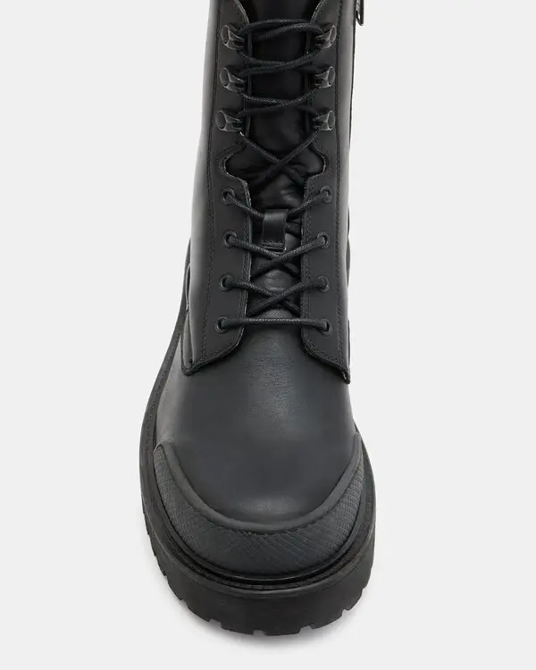 Allsaints Mudfox Lace Up Chunky Leather Boots In Black - 60  display picture 3