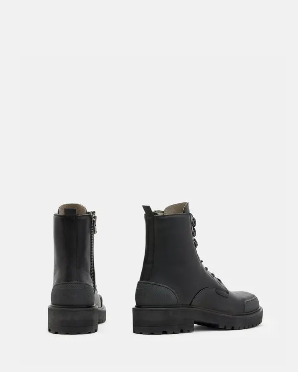 Allsaints Mudfox Lace Up Chunky Leather Boots In Black - 60  display picture 2