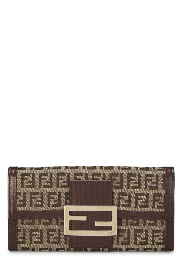 Fendi Zucchino Canvas Long Wallet - Brown