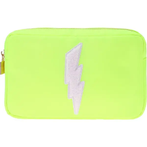BLOC BAGS Embroidered Cosmetics Bag - Neon Yellow
