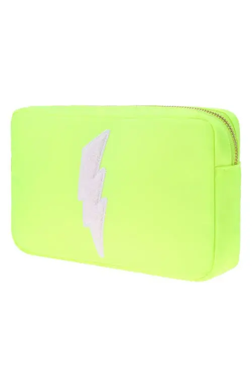 BLOC BAGS Embroidered Cosmetics Bag - Neon Yellow
