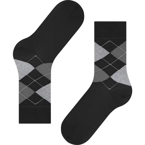 Falke Argyle Organic Cotton Blend Crew Socks - Black