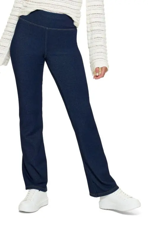 Hue Plush Lined Denim Bootcut Leggings - Midnight Rinse