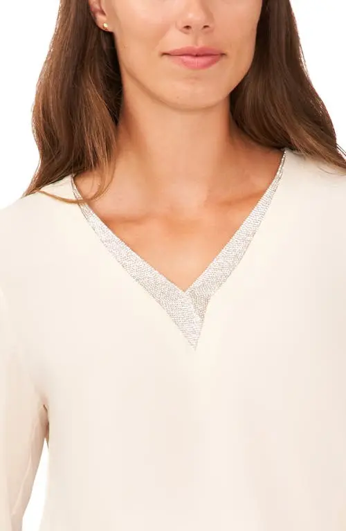 Halogen Rhinestone V-neck Top