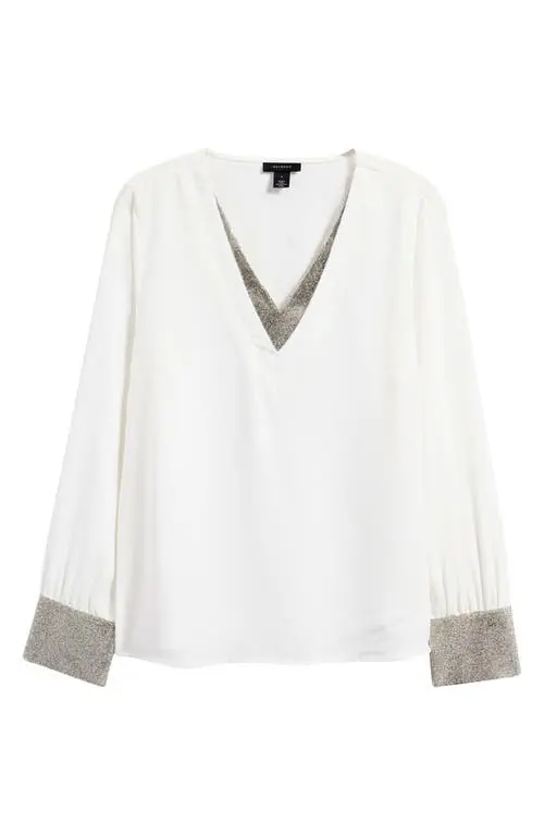 Halogen Rhinestone V-neck Top