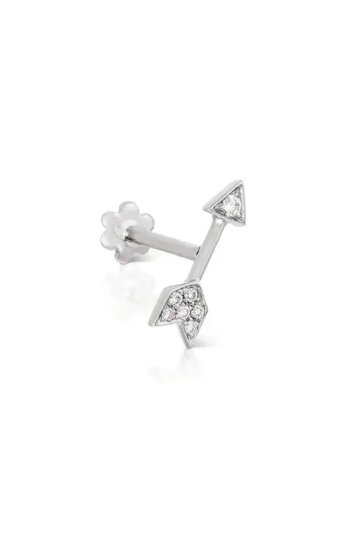 MARIA TASH Single Diamond Arrow Stud Earring - White