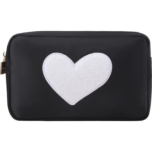 BLOC BAGS Medium Heart Cosmetic Bag - Black/white