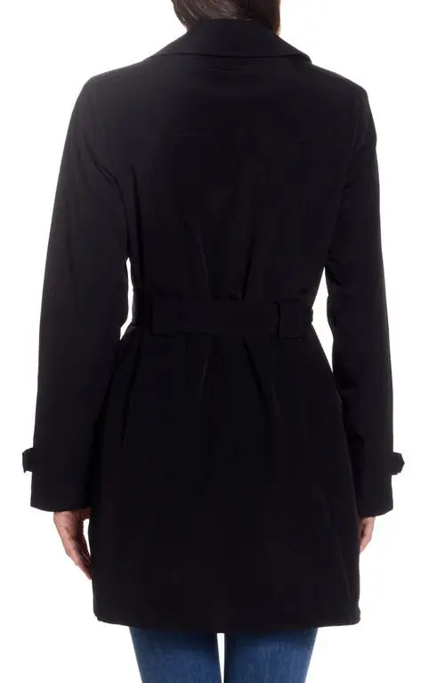 Gallery Belted Raincoat - Black