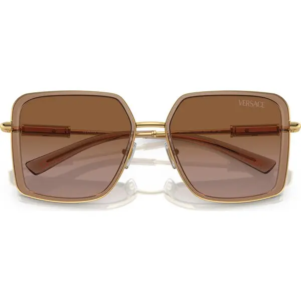 Versace 56mm Square Sunglasses - Brown Transparent/brown Gradient