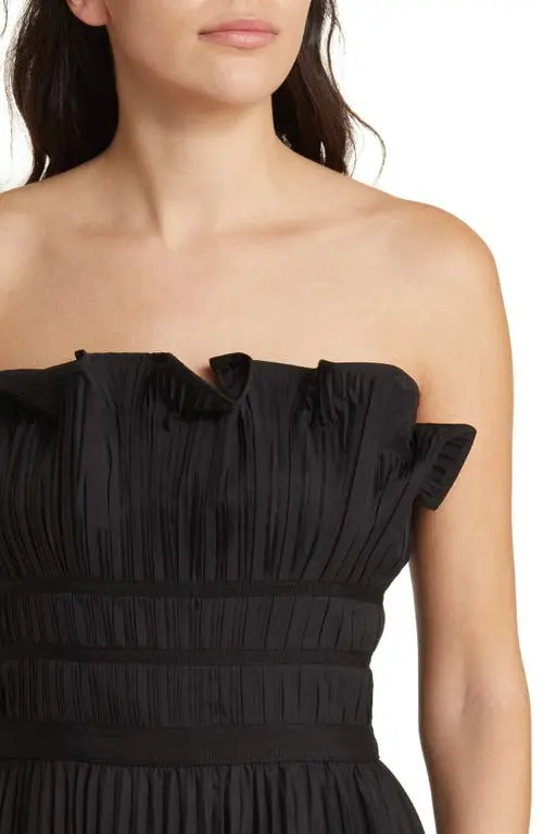 moon river strapless pleated midi dress Moon River Strapless Pleated Midi Dress In Black - 61% Off