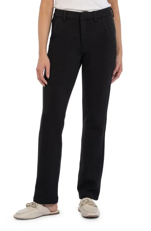 Kut From The Kloth High Waist Slim Straight Leg Ponte Trousers - Black Jm
