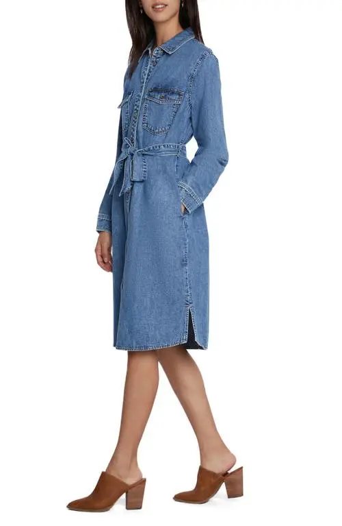 wash lab denim dress Chloe Long Sleeve Belted Shirt - Blue Cloud Layered neckline detail Double Breasted Size:1-2y Vintage CHETTA B Black Denim shirtdress