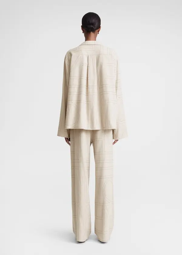 TOTEME Monogram Flannel Pj Top - Light Beige Melange