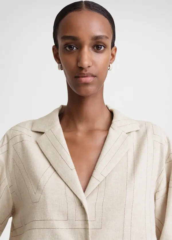 TOTEME Monogram Flannel Pj Top - Light Beige Melange
