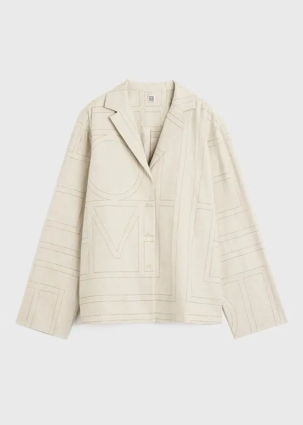 TOTEME Monogram Flannel Pj Top - Light Beige Melange