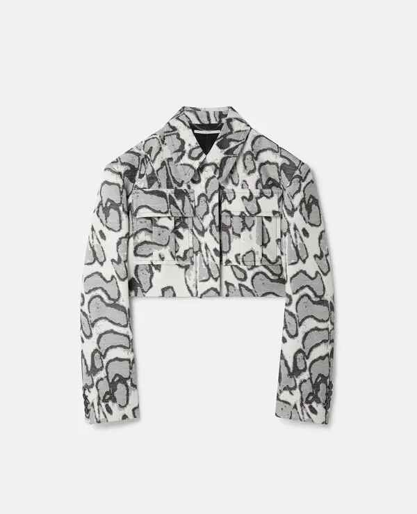 Stella McCartney Abstract Moth Jacquard Cropped Utility Jacket