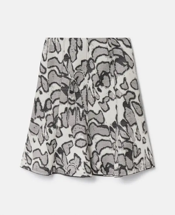 Stella McCartney Abstract Moth Jacquard Belted A-line Skirt - Grey
