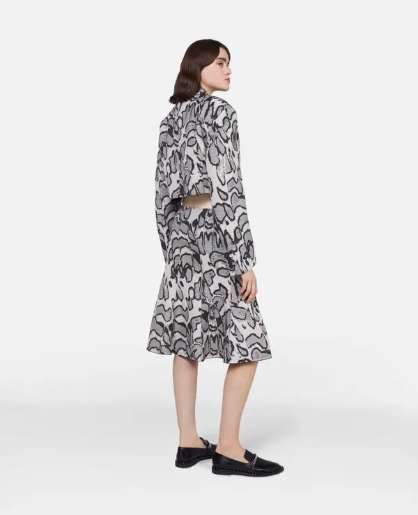 Stella McCartney Abstract Moth Jacquard Belted A-line Skirt