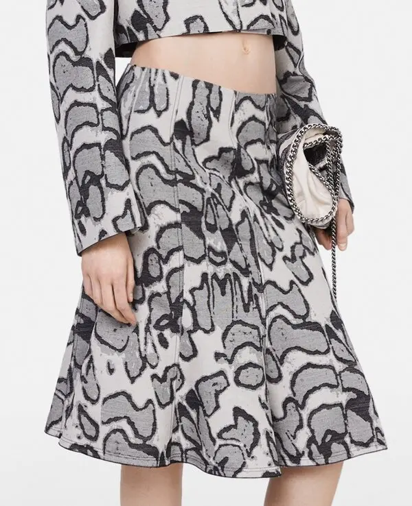 Stella McCartney Abstract Moth Jacquard Belted A-line Skirt
