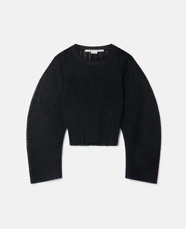 Stella McCartney Banana Sleeve Plisse Pleat Knit Top