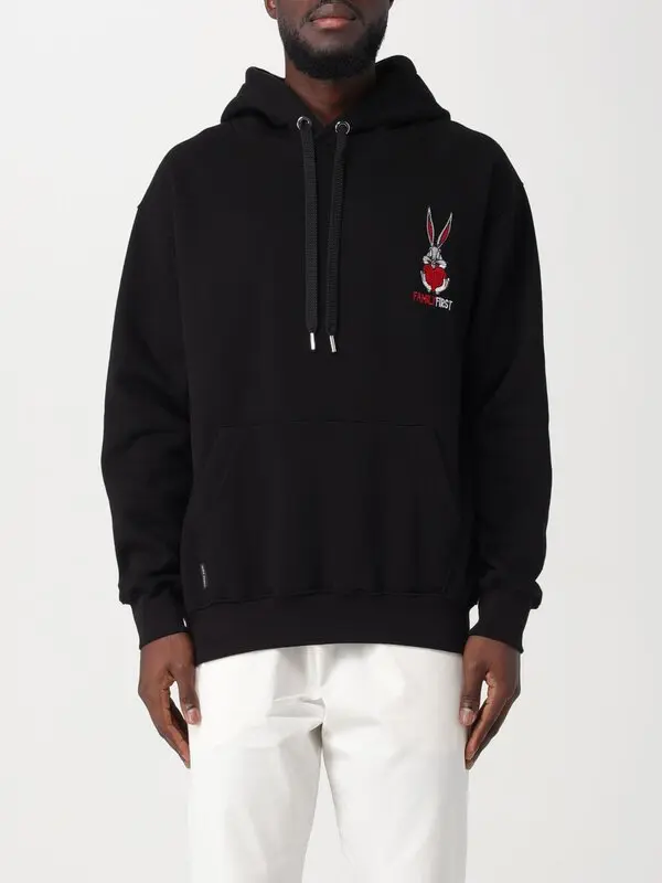 FAMILY FIRST Embroidered Bunny Graphic Hoodie