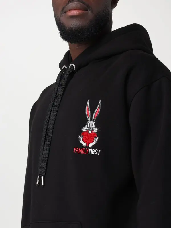 FAMILY FIRST Embroidered Bunny Graphic Hoodie