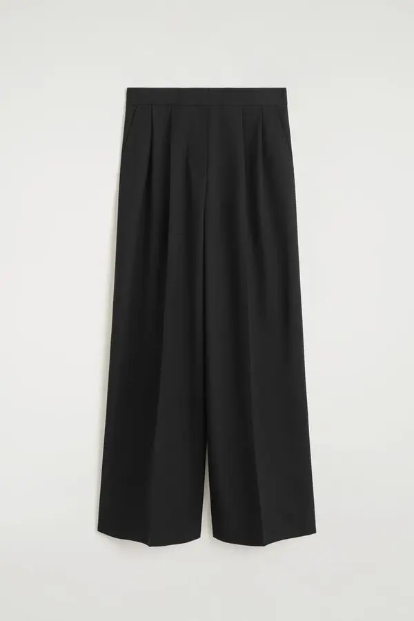 Cos Pleated Wide-leg Pants - Black