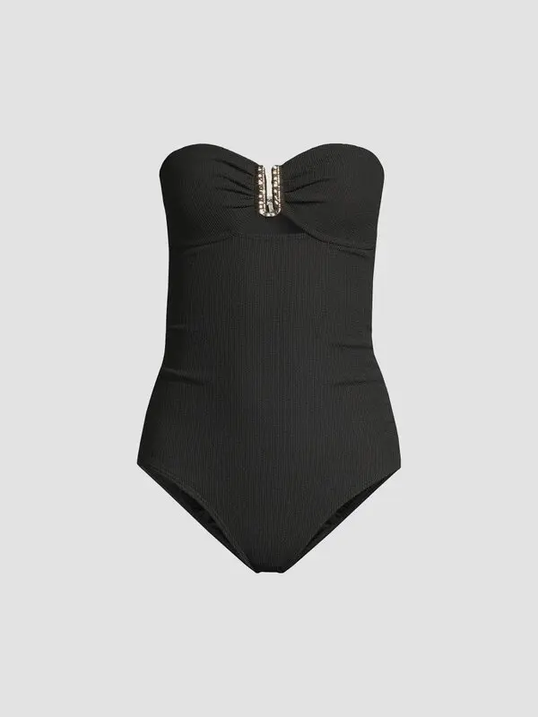 CHANGE OF SCENERY Lisa Ruched Bandeau One-piece Swimsuit - Black Texture