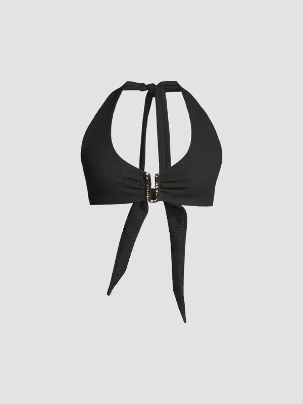 CHANGE OF SCENERY Melissa Halterneck Bikini Top - Black Texture