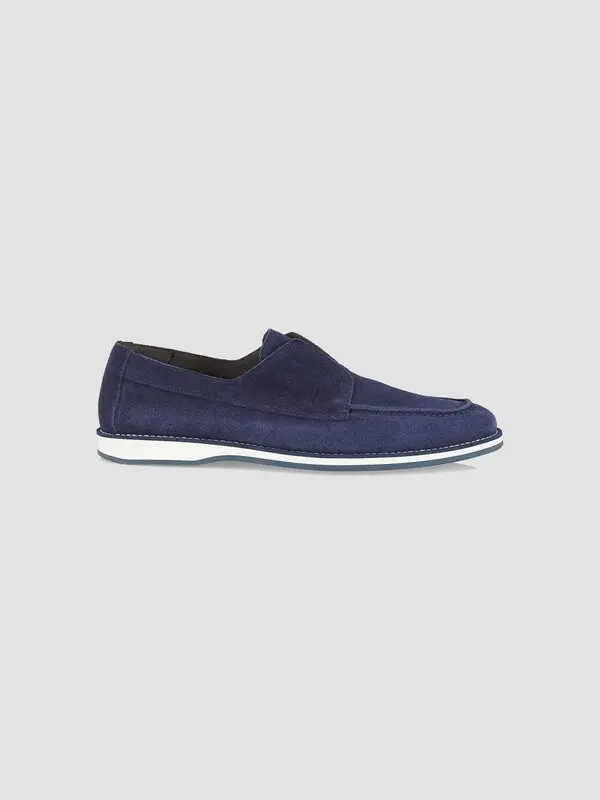 POLLINI Green Field Suede Slip-on Loafers