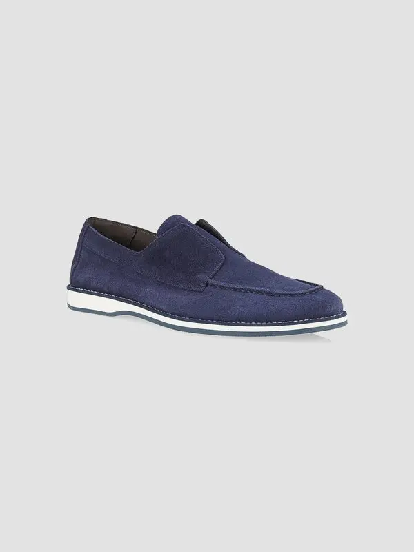 POLLINI Green Field Suede Slip-on Loafers