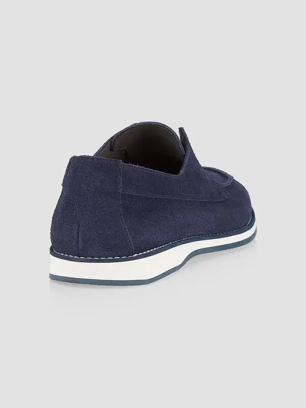 POLLINI Green Field Suede Slip-on Loafers