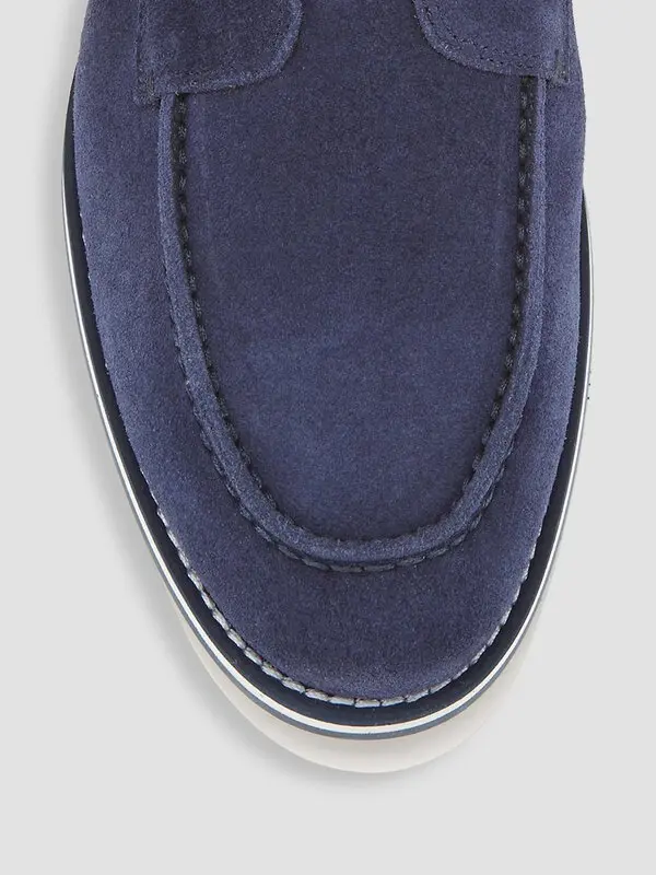 POLLINI Green Field Suede Slip-on Loafers