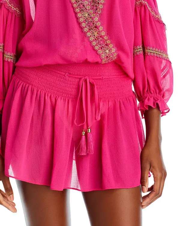Ramy Brook Tiffany Smocked Swim Cover Up Dress In Perfect Pink  display picture 1