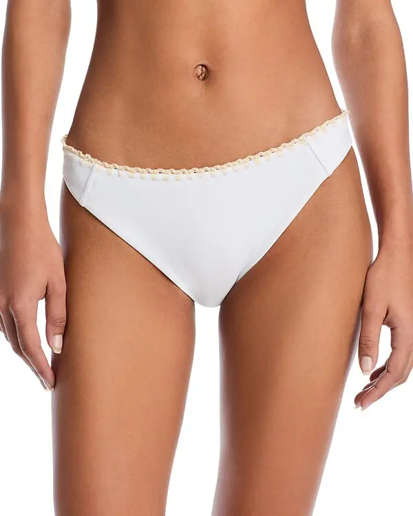 Ramy Brook Iliana Bikini Bottom - White W/ Cream Crochet