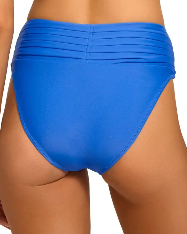 Ramy Brook Ivo Pleated High Rise Bikini Bottom - Ocean