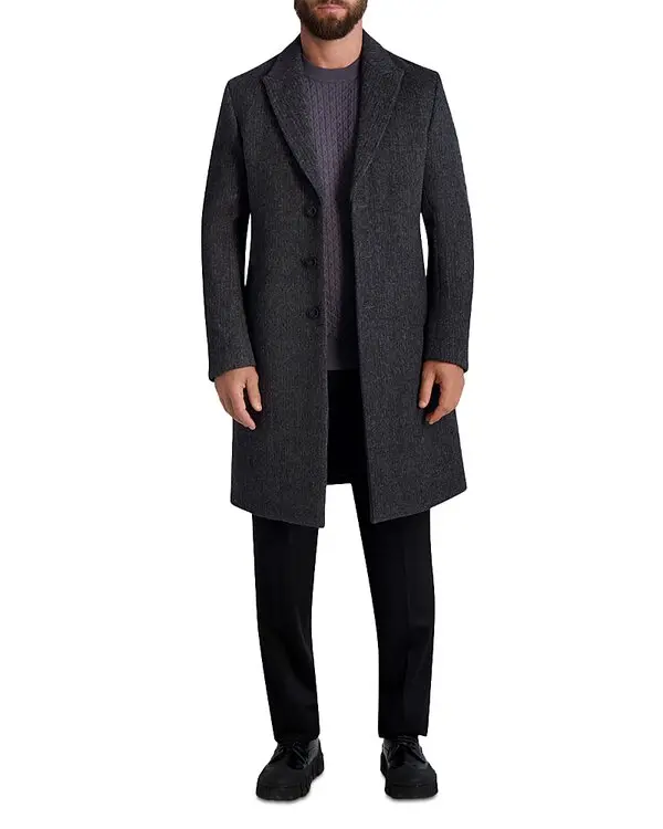 Karl Lagerfeld Paris Regular Fit Top Coat - Charcoal