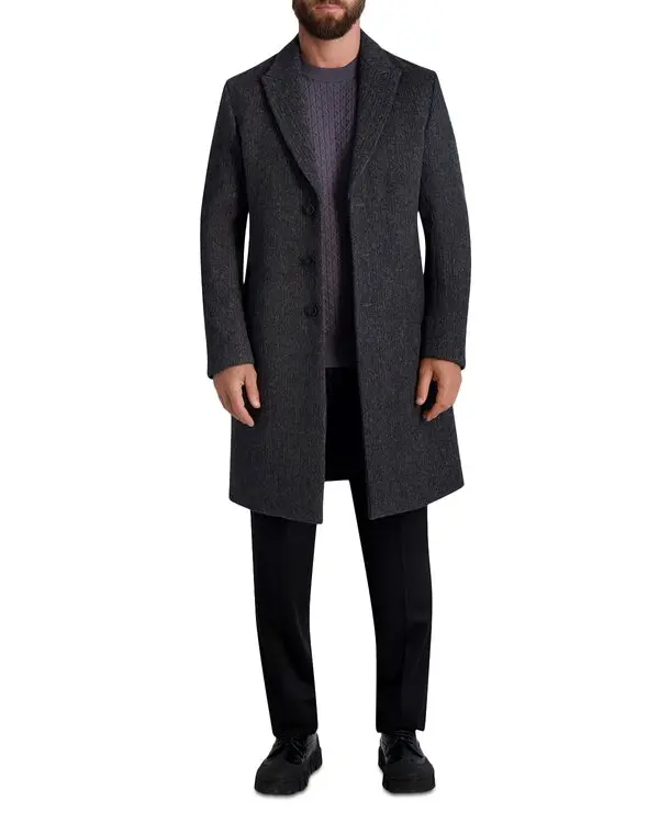 Karl Lagerfeld Paris Regular Fit Top Coat - Charcoal