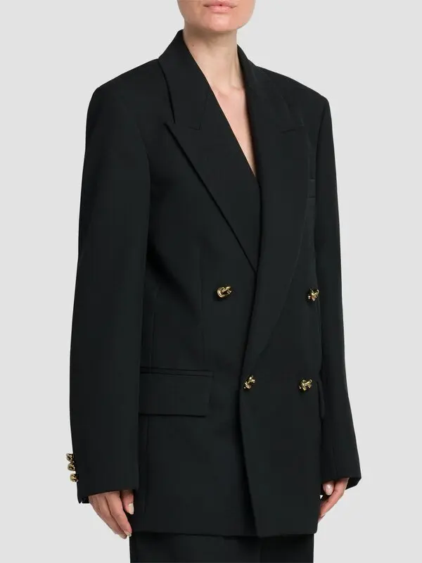 Bottega Veneta Double-breasted Wool Twill Blazer - Black