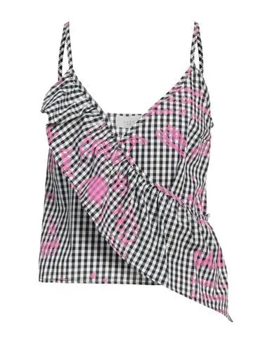 GAËLLE PARIS Ruffled Gingham Camisole Top - Black