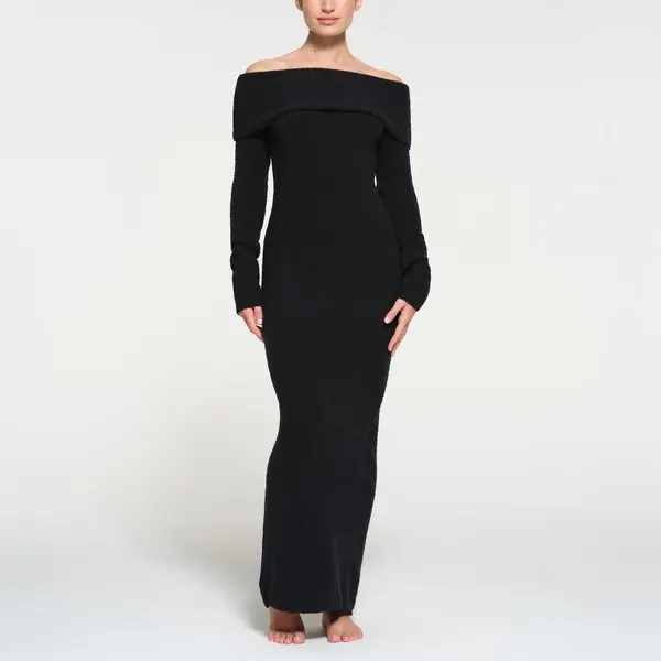 SKIMS Cozy Knit Off The Shoulder Dress