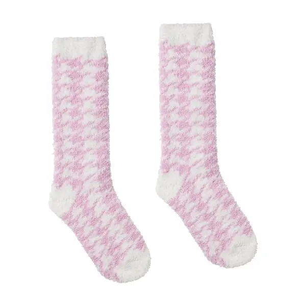 SKIMS Cozy Knit Sock - Petal Houndstooth