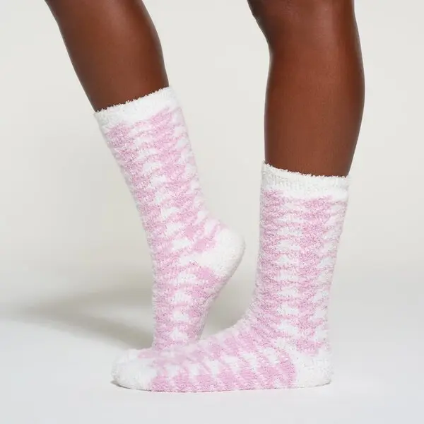 SKIMS Cozy Knit Sock - Petal Houndstooth