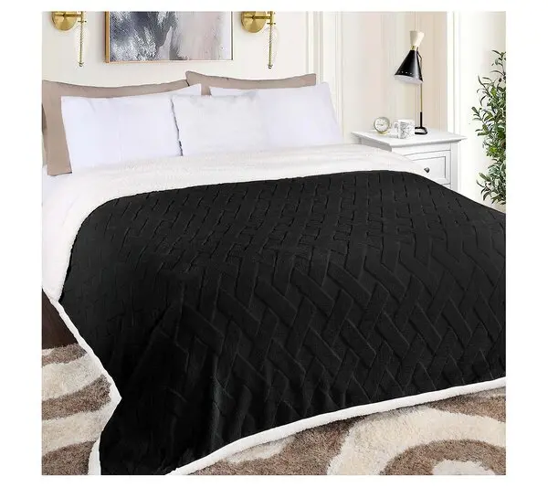 SUPERIOR Reversible Jacquard Fleece Blanket- T Win - One-color