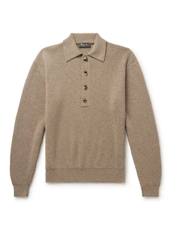 Loro Piana Ribbed Cashmere Polo Shirt