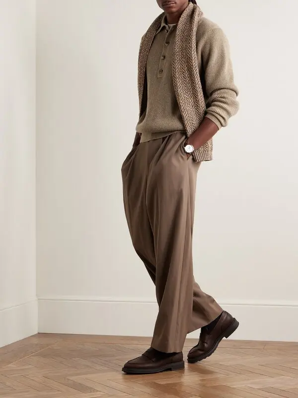Loro Piana Ribbed Cashmere Polo Shirt
